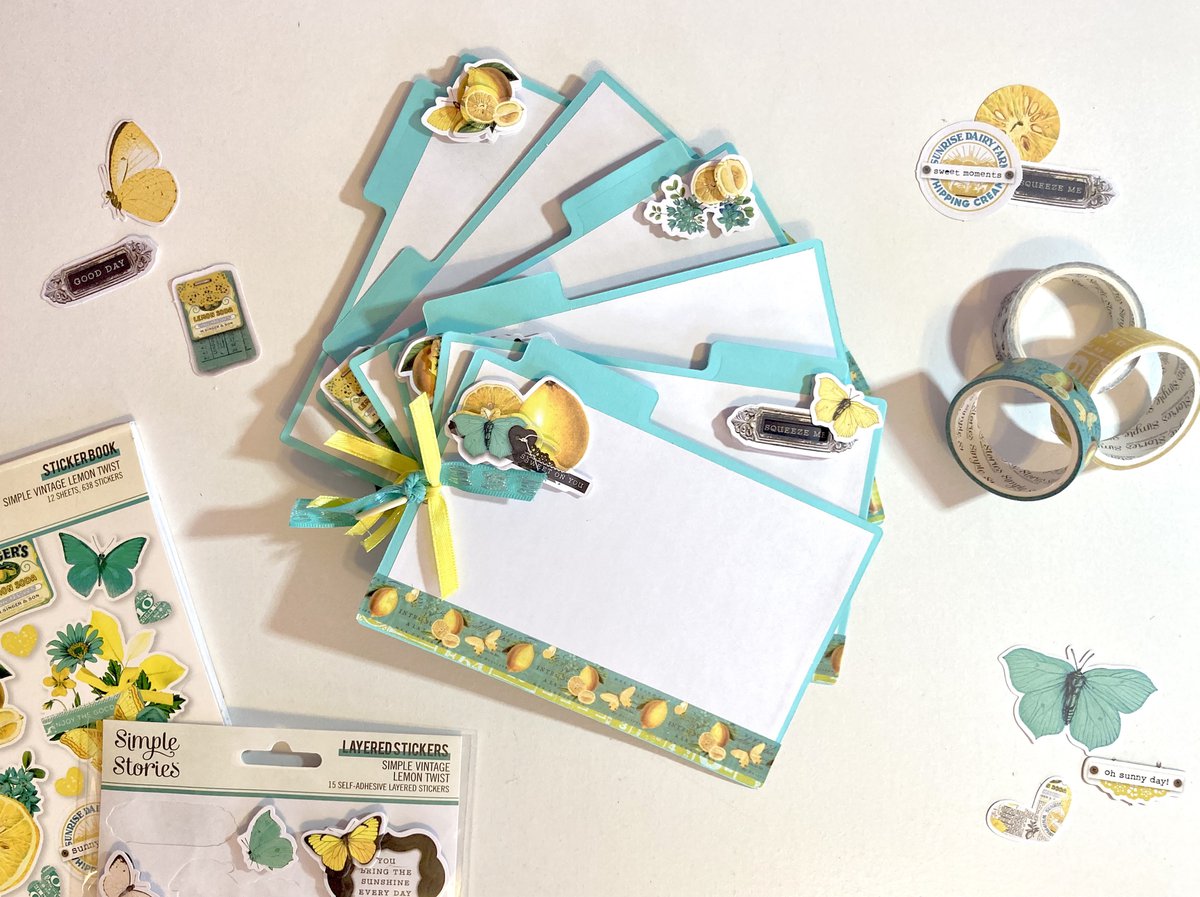 Handmade Recipe Cards with Simple Stories Lemon Twist
